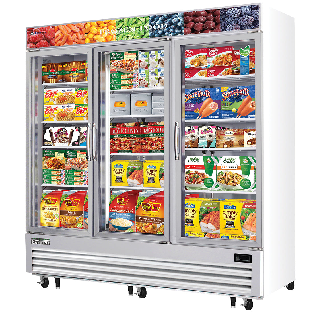 Everest EM Series-EMGF69 Triple Swing Glass Door Merchandiser Freezer